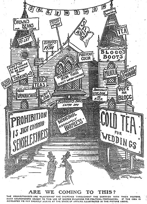 Advertising on Churches cartoon | NZHistory, New Zealand history online