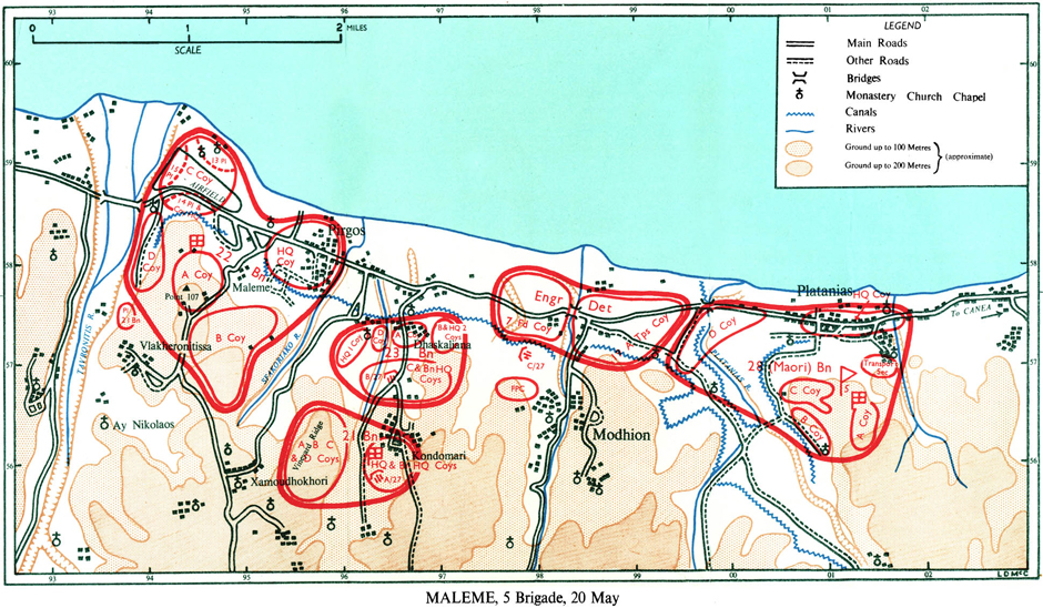 Map of Maleme area, 20 May 1941 | NZHistory, New Zealand history online